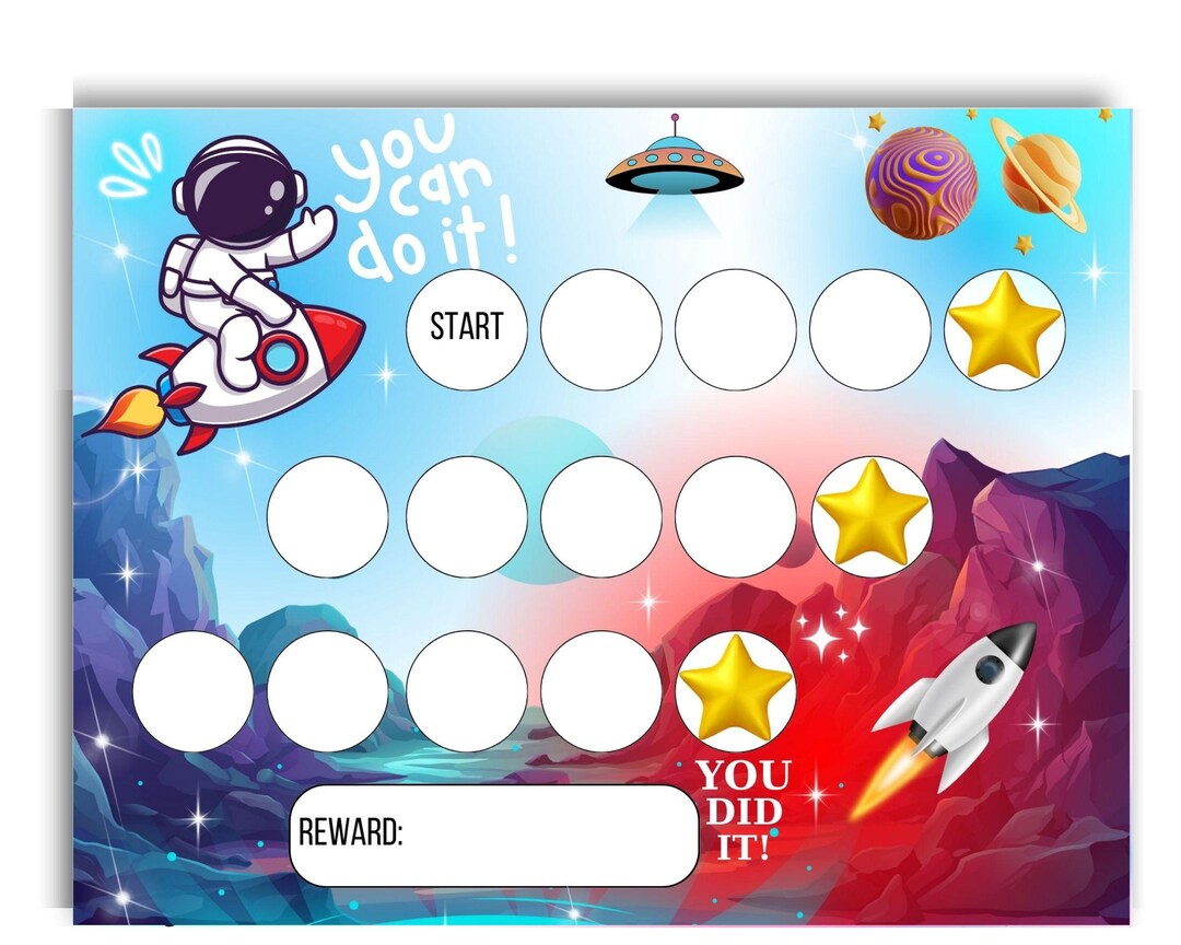 Space Reward Chart for Kids - Astronaut Galaxy Printable Behavior Chart ...
