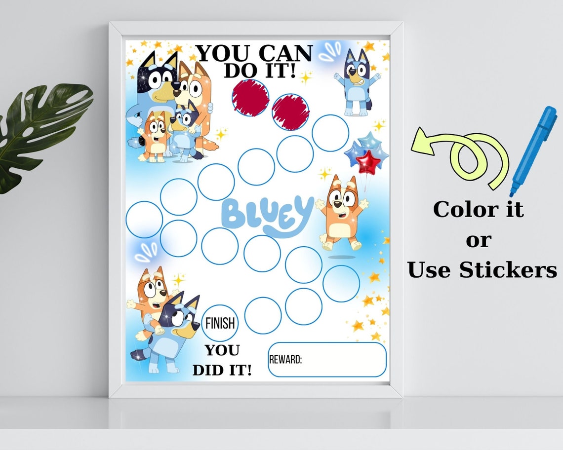 Bluey Reward Chart Kids Reward Chart Potty Training Chart Chore Chart ...