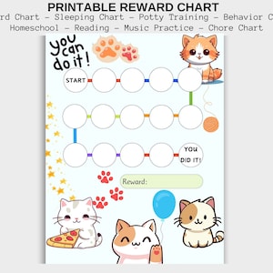 Printable Cat Reward Chart - Kids Reward Chart - Potty Training ...