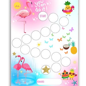 Flamingo Reward Chart - Potty Training Chart - Summer Reward Chart ...
