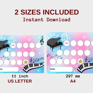 Printable Piano Reward Chart - Music Practice - Piano Practice - Music ...