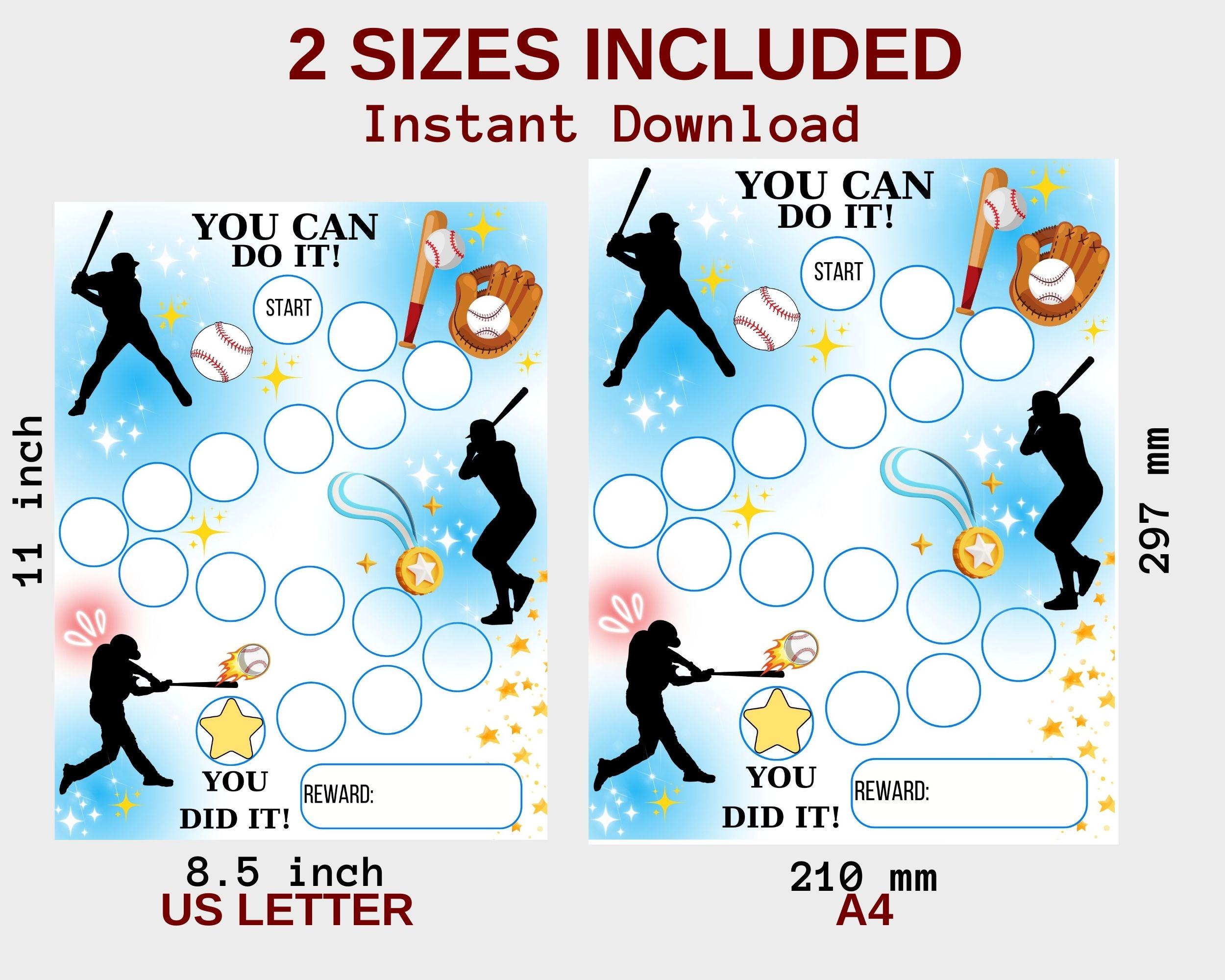 Printable Sports Reward Chart - Baseball Reward Chart - Baseball ...