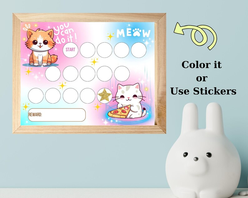 Printable Cat Reward Chart - Kids Reward Chart - Behavior Chart - Potty ...