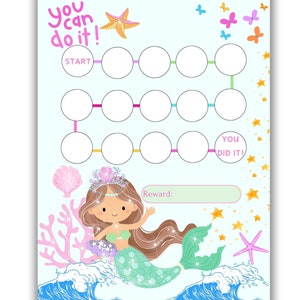 Printable Mermaid Reward Chart Girls Potty Training Sleeping Chart ...