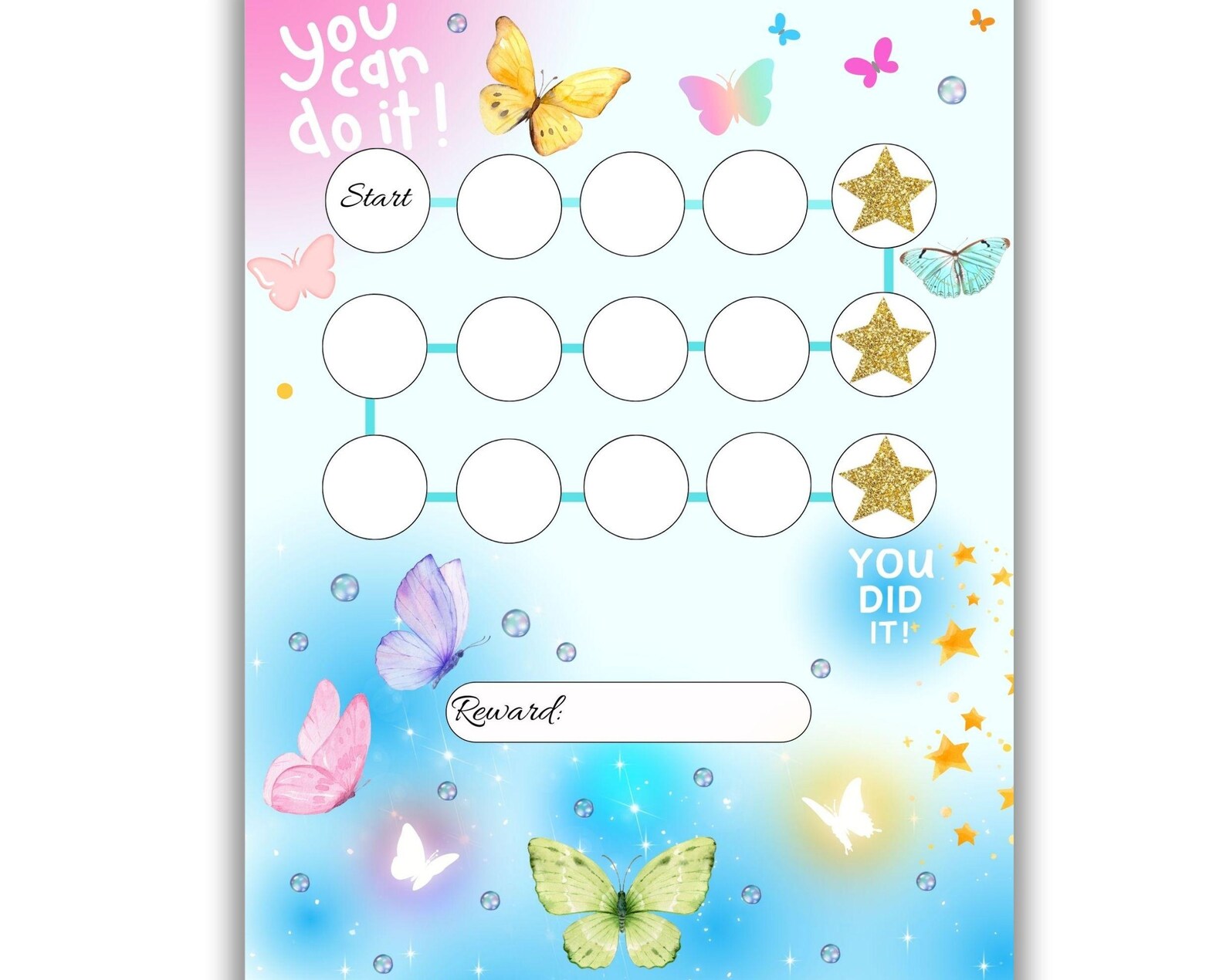 Butterfly Reward Chart for Kids - Printable Behavior Chart - Colorful ...