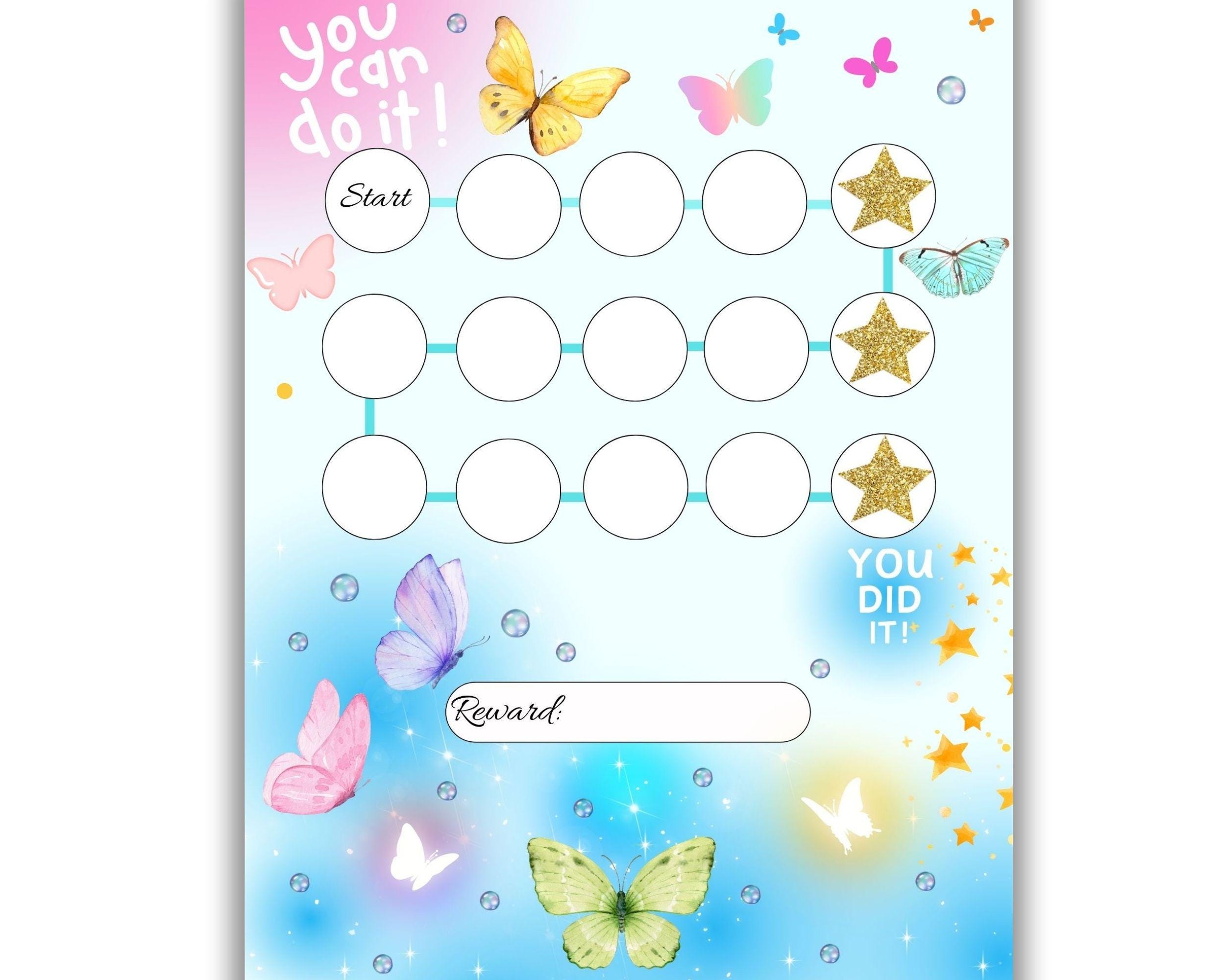 Butterfly Reward Chart for Kids - Printable Behavior Chart - Colorful ...