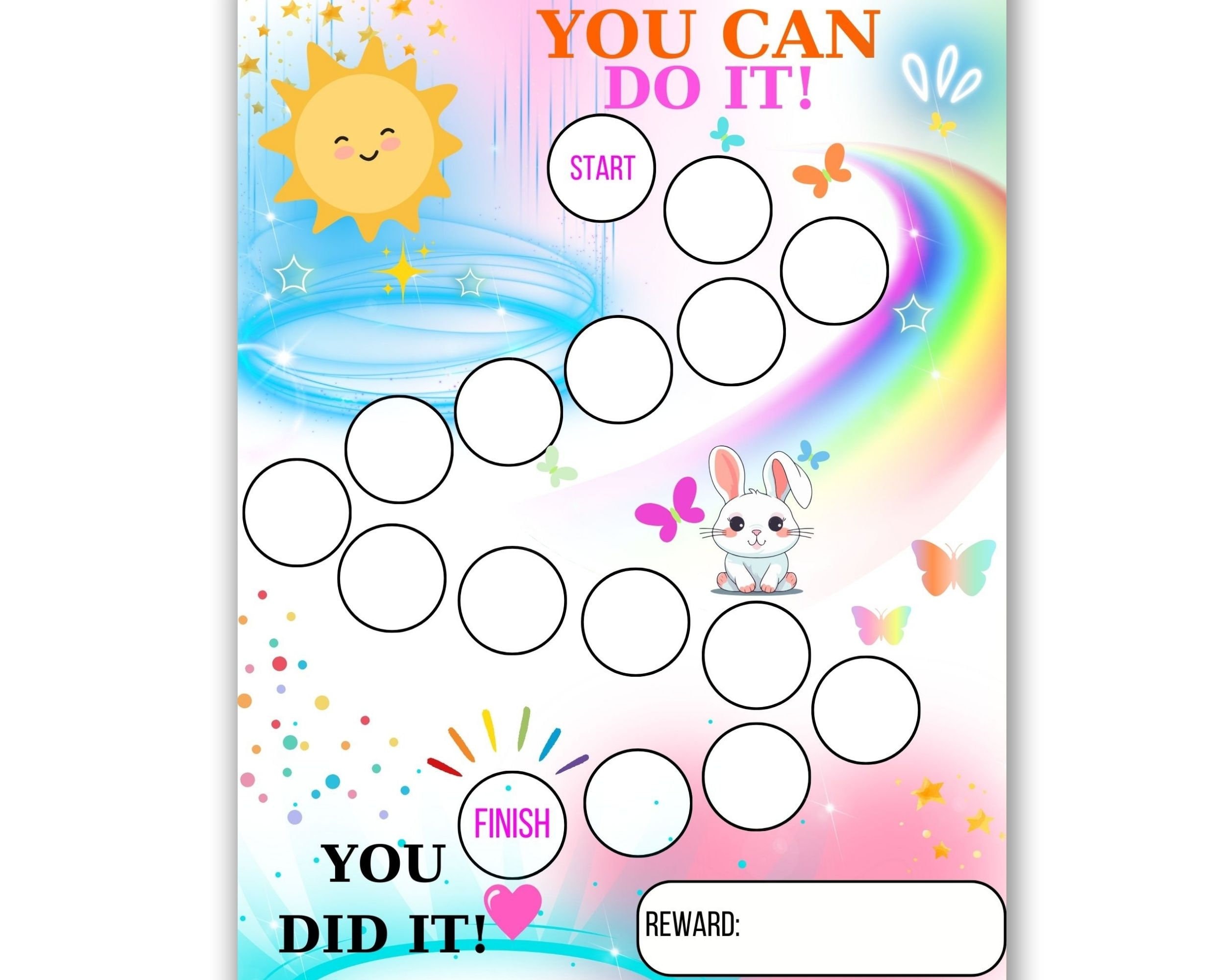Printable Rainbow Reward Chart Sun Rainbow Reward Chart Potty Training ...