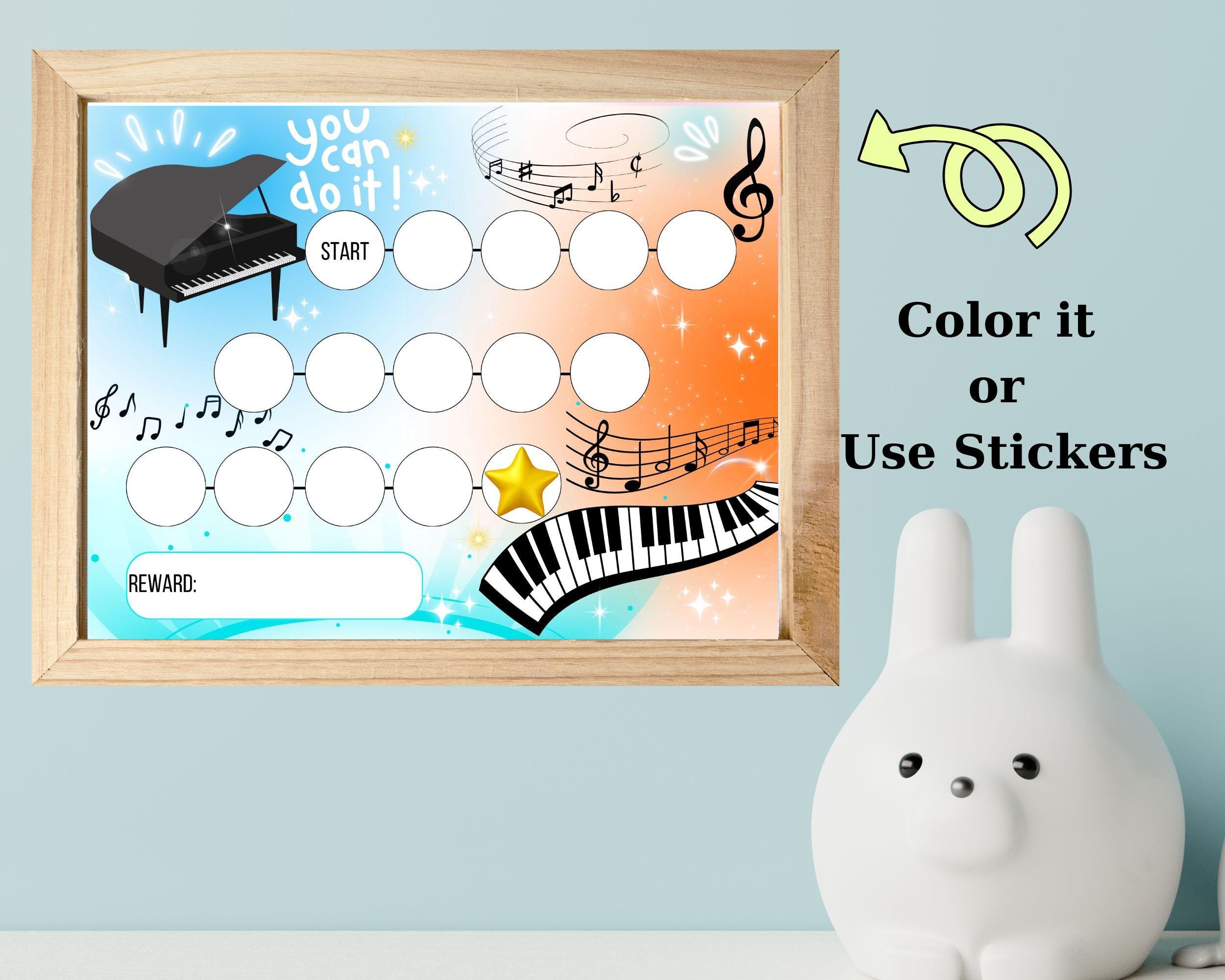 Printable Piano Reward Chart - Music Practice - Piano Practice - Music ...