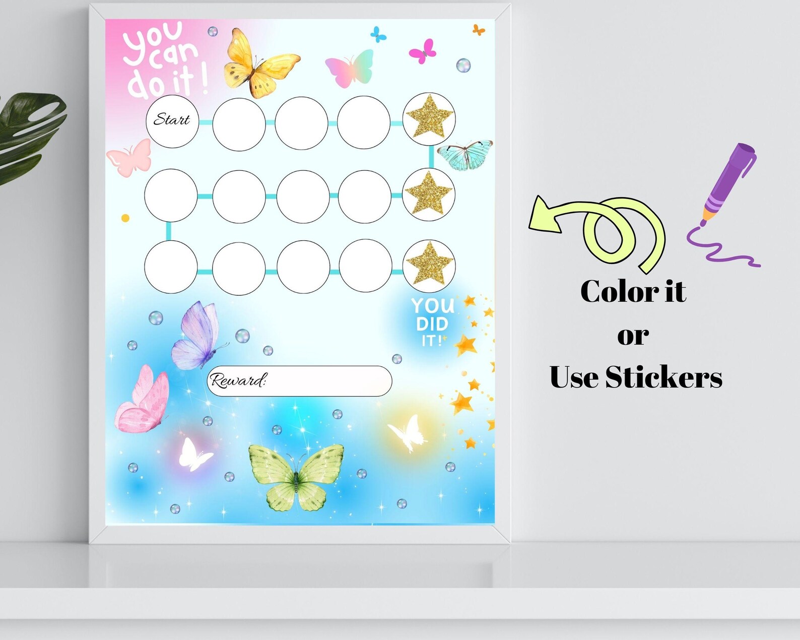 Butterfly Reward Chart for Kids - Printable Behavior Chart - Colorful ...