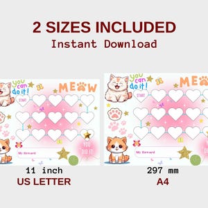 Cute Cat Reward Chart - Sticker Chart for Kids - Behavior Chart - Potty ...