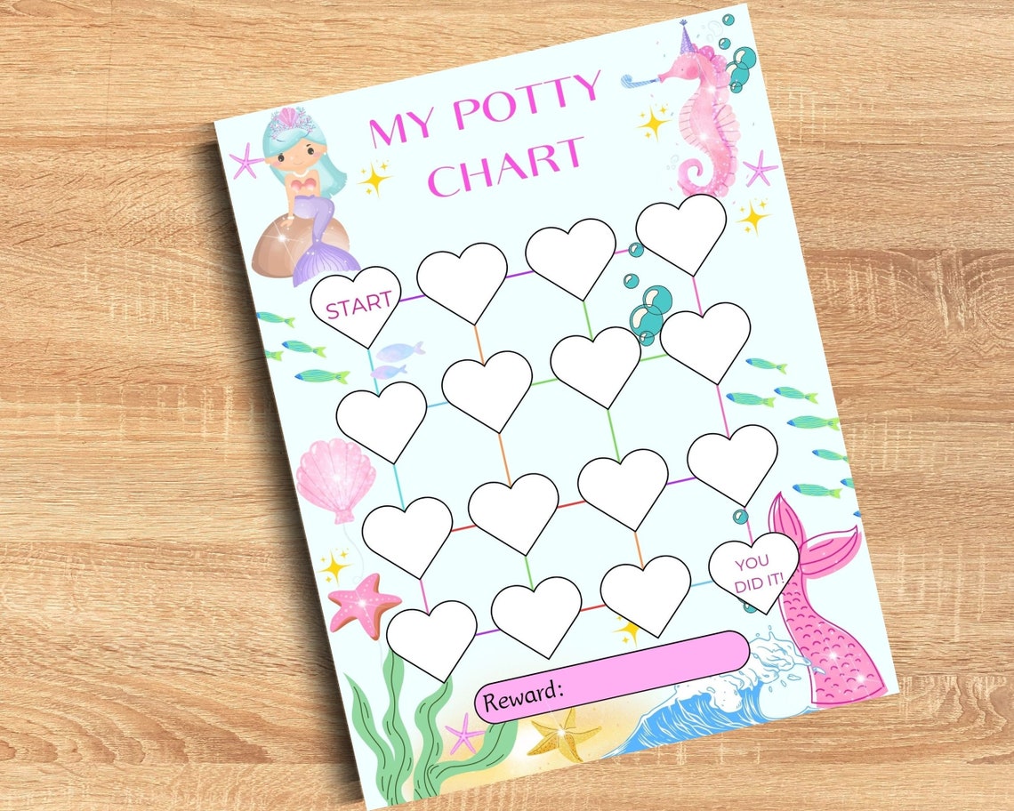 Potty Training Reward Chart Girls Potty Chart Mermaid Reward Chart ...