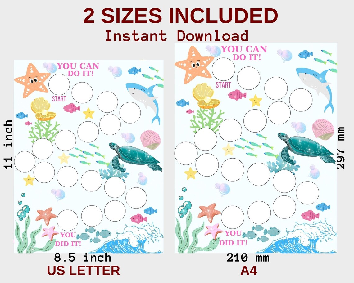 Ocean Reward Chart for Kids – Under the Sea Potty Training & Behavior ...