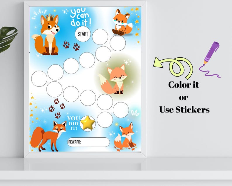 Printable Fox Reward Chart for Kids – Toddler Behavior Chart | Potty ...