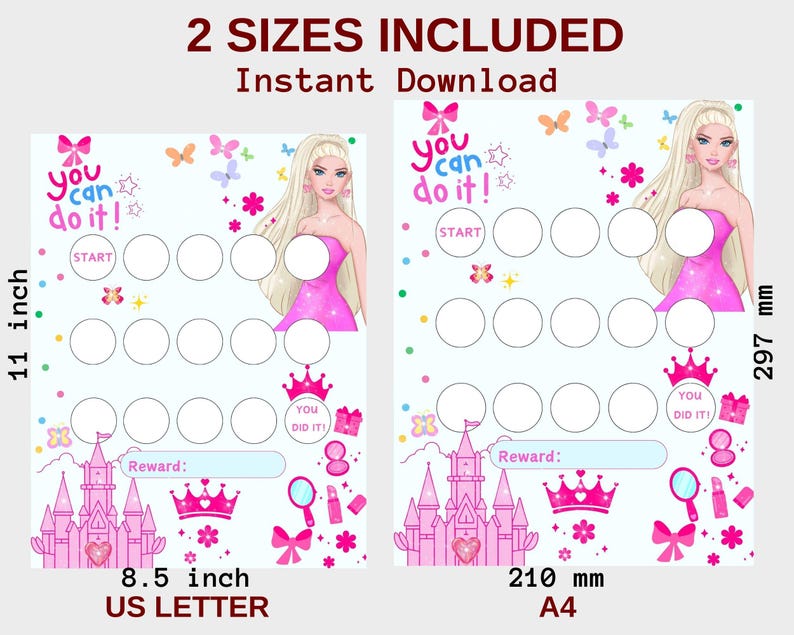 Princess Reward Chart for Girls - Potty Training - Chore Chart ...