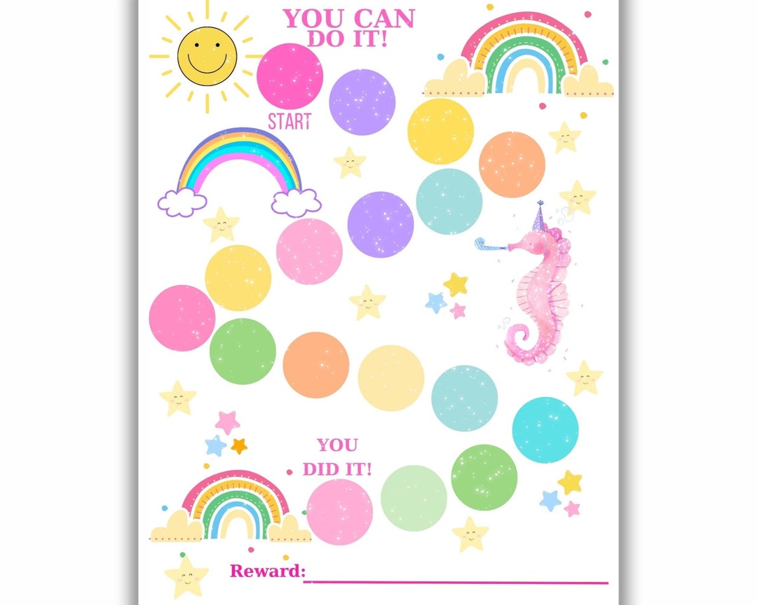 Printable Rainbow Reward Chart for Kids - Sticker Chart - Potty ...