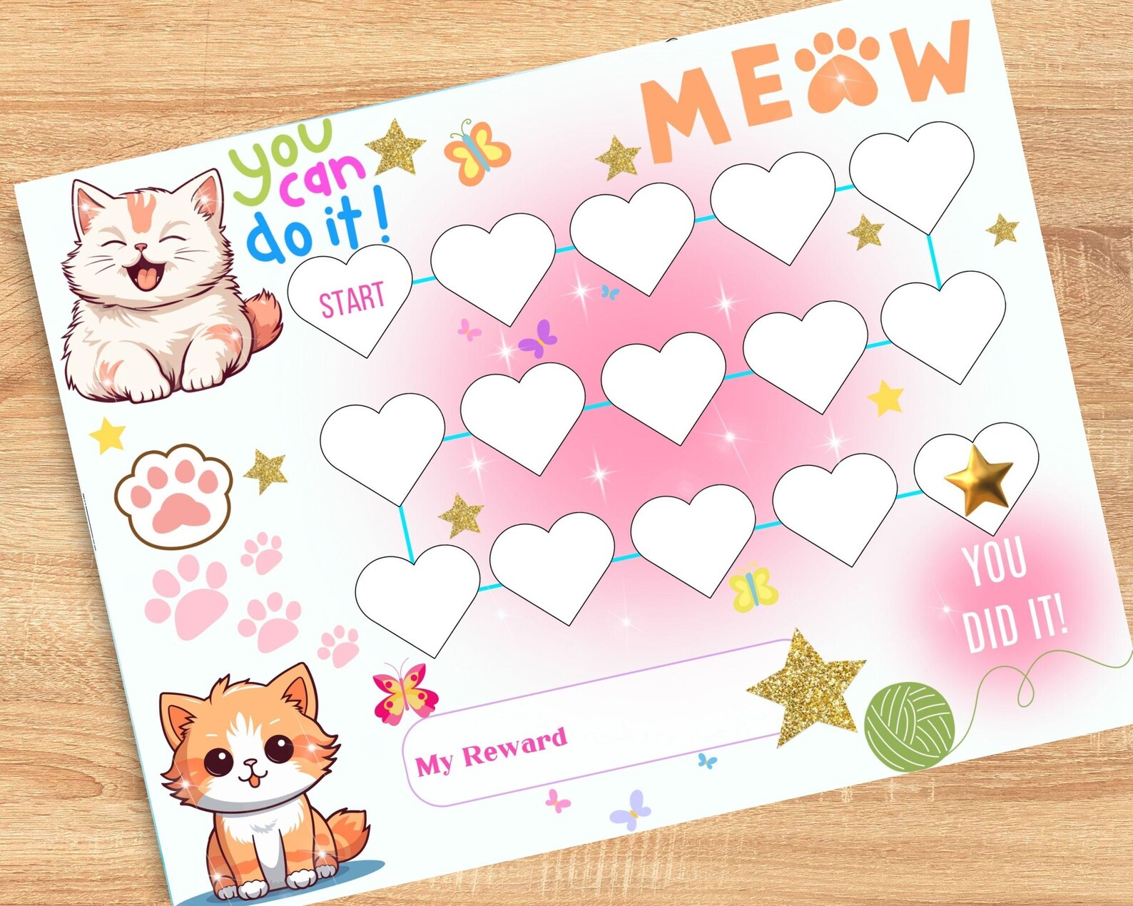 Cat Reward Chart for Kids – Printable Behavior, Potty - Routine Tracker ...