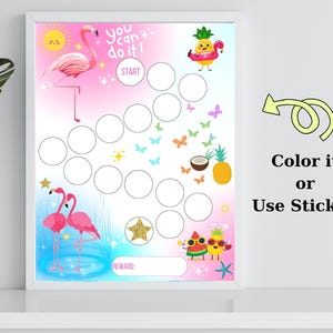 Flamingo Reward Chart - Potty Training Chart - Summer Reward Chart ...