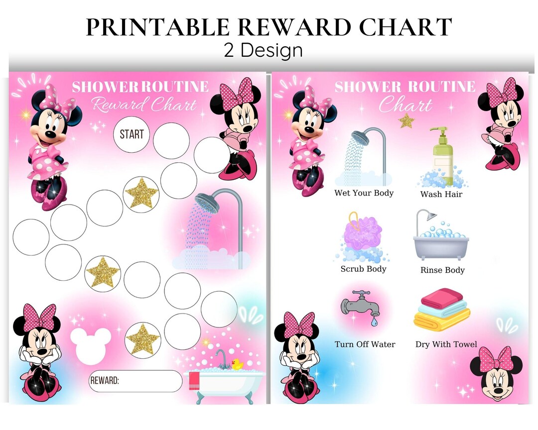 Shower Routine Reward Chart - Hygiene Chart for Kids - Girls Reward ...