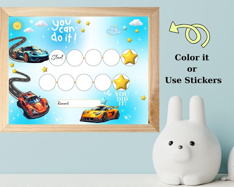Sports Car Reward Chart for Kids - Printable Racing Car Behavior Chart ...