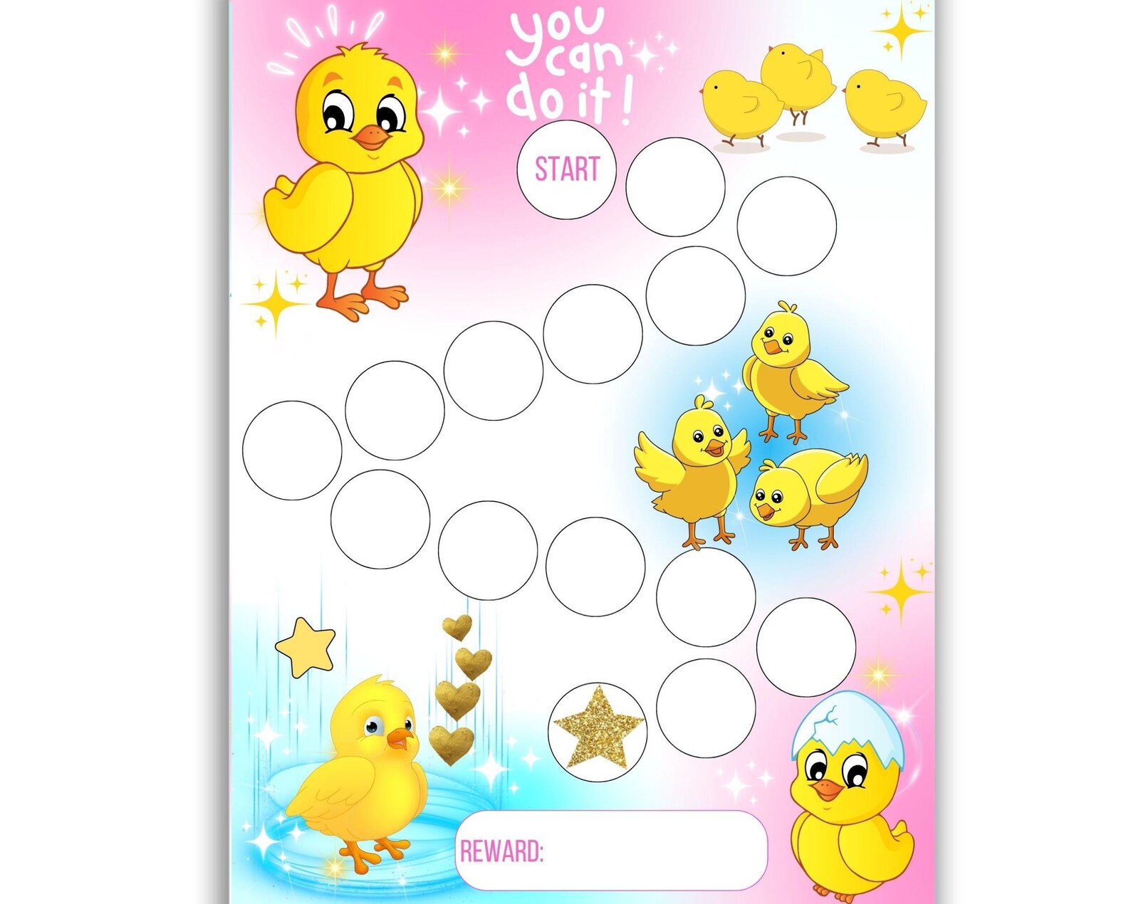 Chick Reward Chart - Sticker Reward Chart - Girls Chore Chart - Potty ...