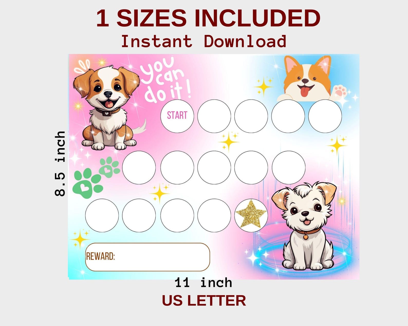 Puppy Reward Chart for Kids: Behavior & Potty Training Tracker (PDF ...