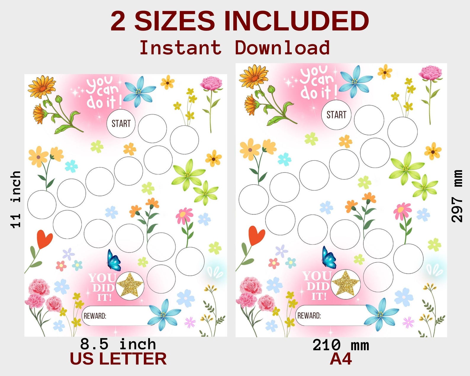Flower Reward Chart for Kids - Butterfly Reward Chart - Toddler Reward ...