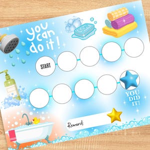 Shower Routine Reward Chart - Hygiene Chart for Kids - Reward Chart ...