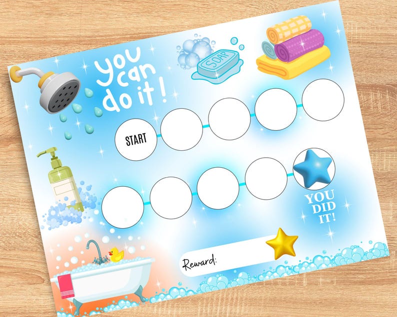 Shower Routine Reward Chart - Hygiene Chart for Kids - Reward Chart ...