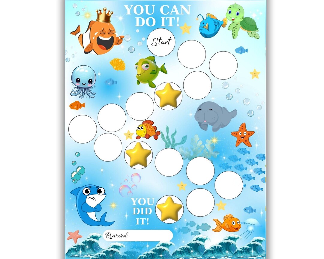 Under the Sea Reward Chart for Kids – Ocean Animals Behavior & Chore ...