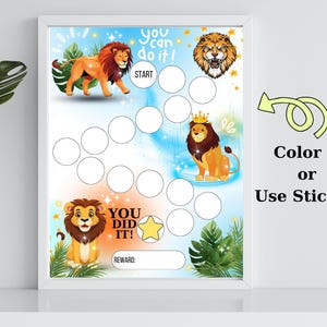 Lion Reward Chart Kids Reward Chart Toddler Reward Chart Potty Training ...