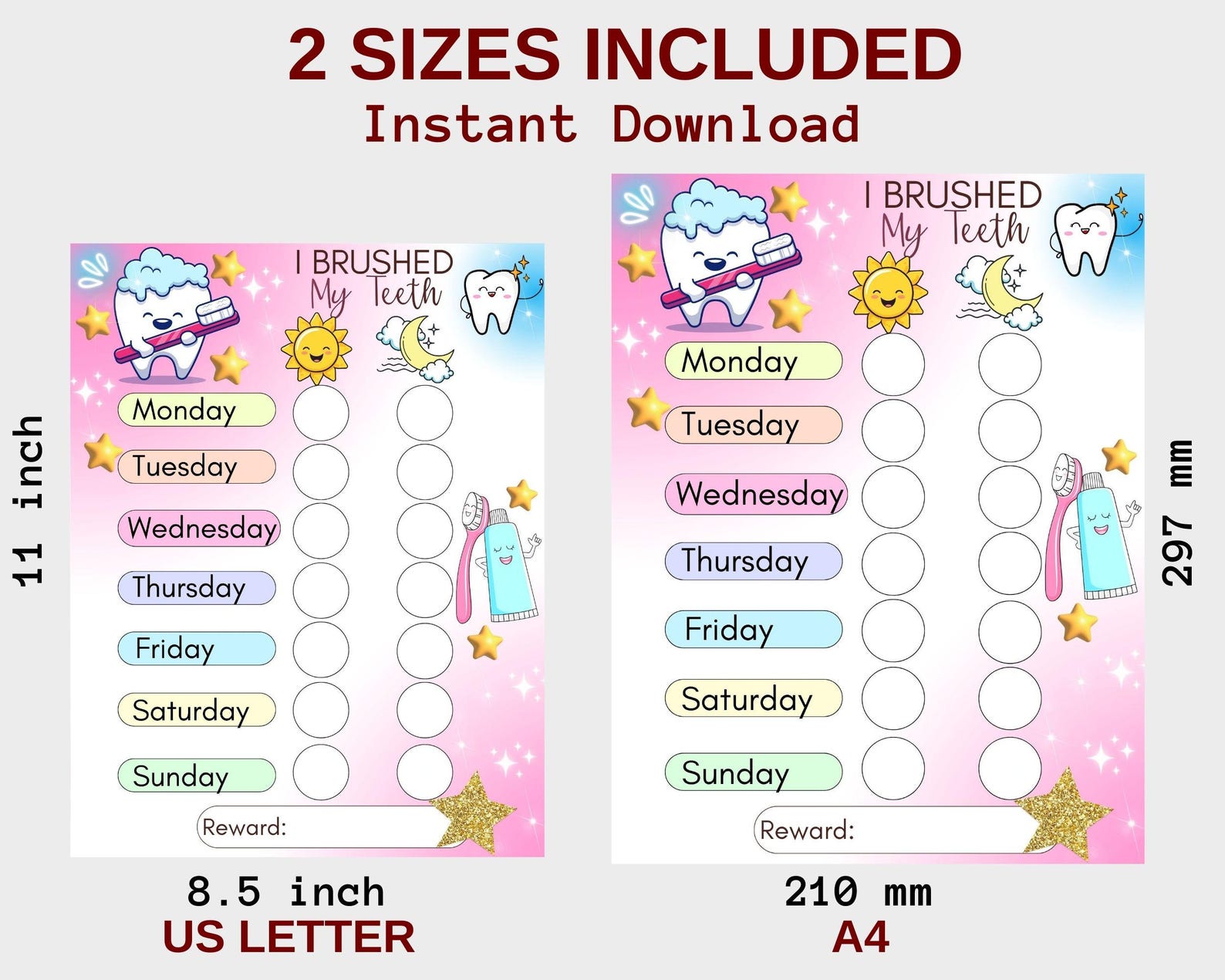 Teeth Brushing Reward Chart - Tooth Brushing Reward Chart - Sticker ...