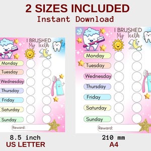 Teeth Brushing Reward Chart - Tooth Brushing Reward Chart - Sticker ...
