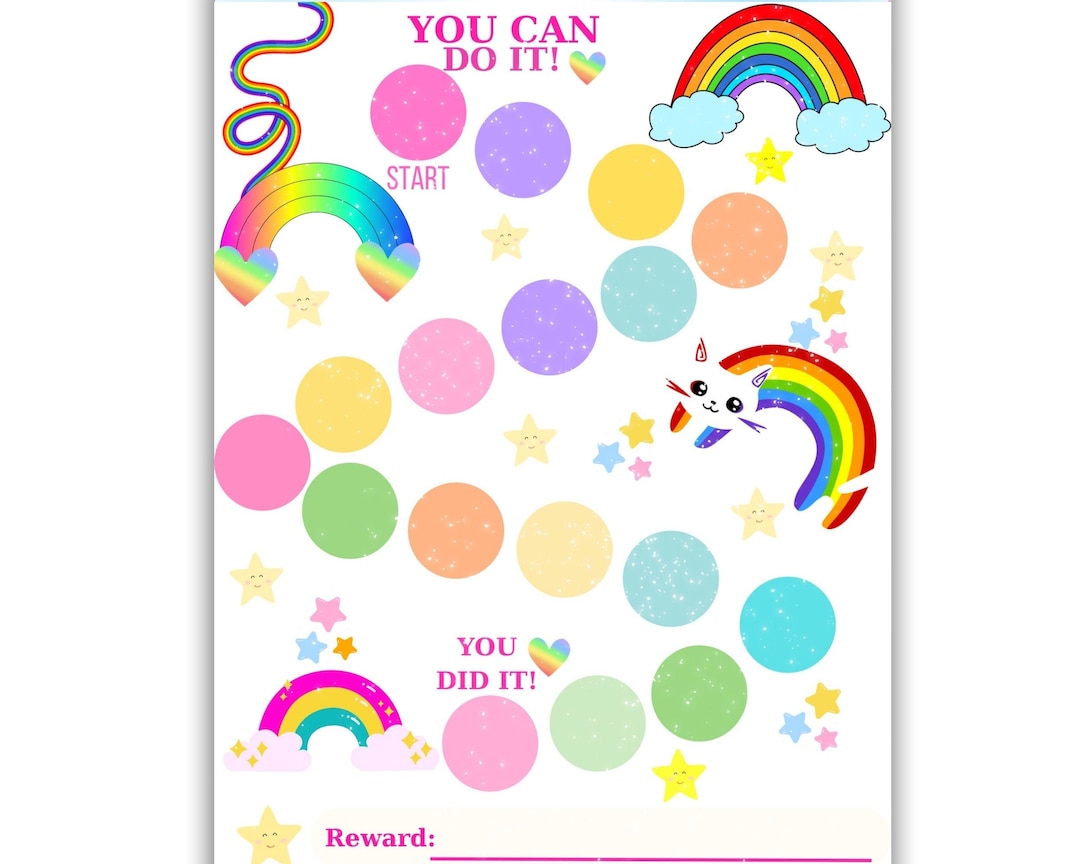 Rainbow Reward Chart for Kids Potty Training Chart Behavior Chart Girls ...