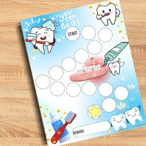 Tooth Brushing Reward Chart for Kids: Dental Hygiene Tracker (printable ...