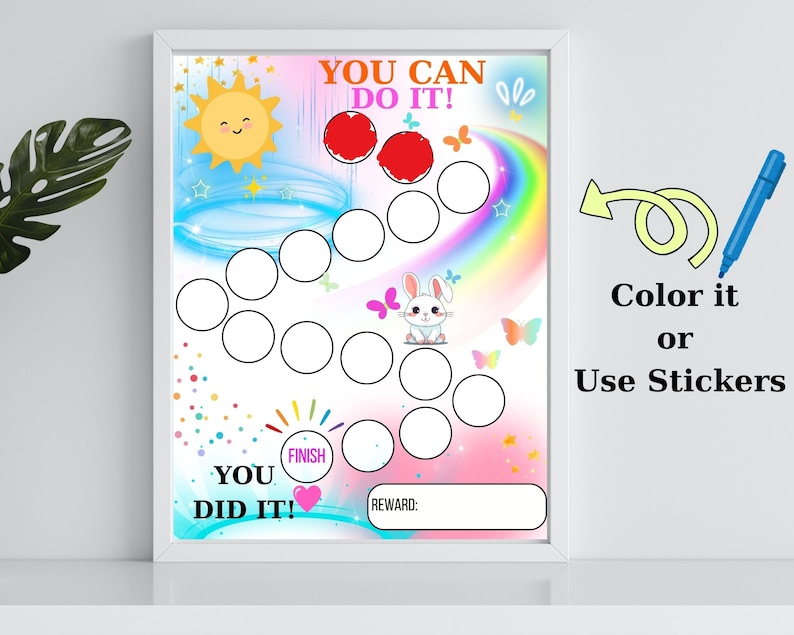 Printable Rainbow Reward Chart Sun Rainbow Reward Chart Potty Training ...