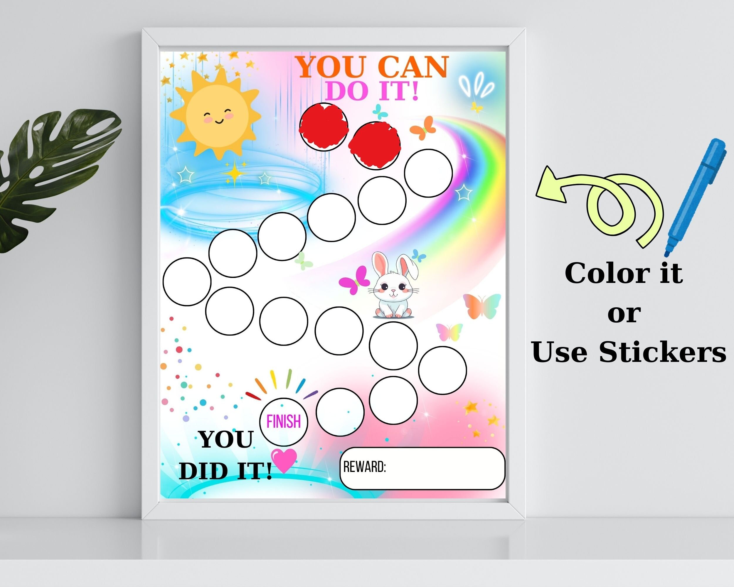Printable Rainbow Reward Chart Sun Rainbow Reward Chart Potty Training ...