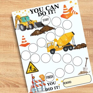 Digger Reward Chart - Boys Behavior Chart - Construction Reward Chart ...