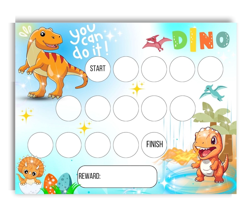 Dinosaur Reward Chart - Potty Training Chart - Boys Behavior Chart ...