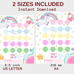 Girls Princess Reward Chart - Unicorn Reward Chart - Potty Training ...