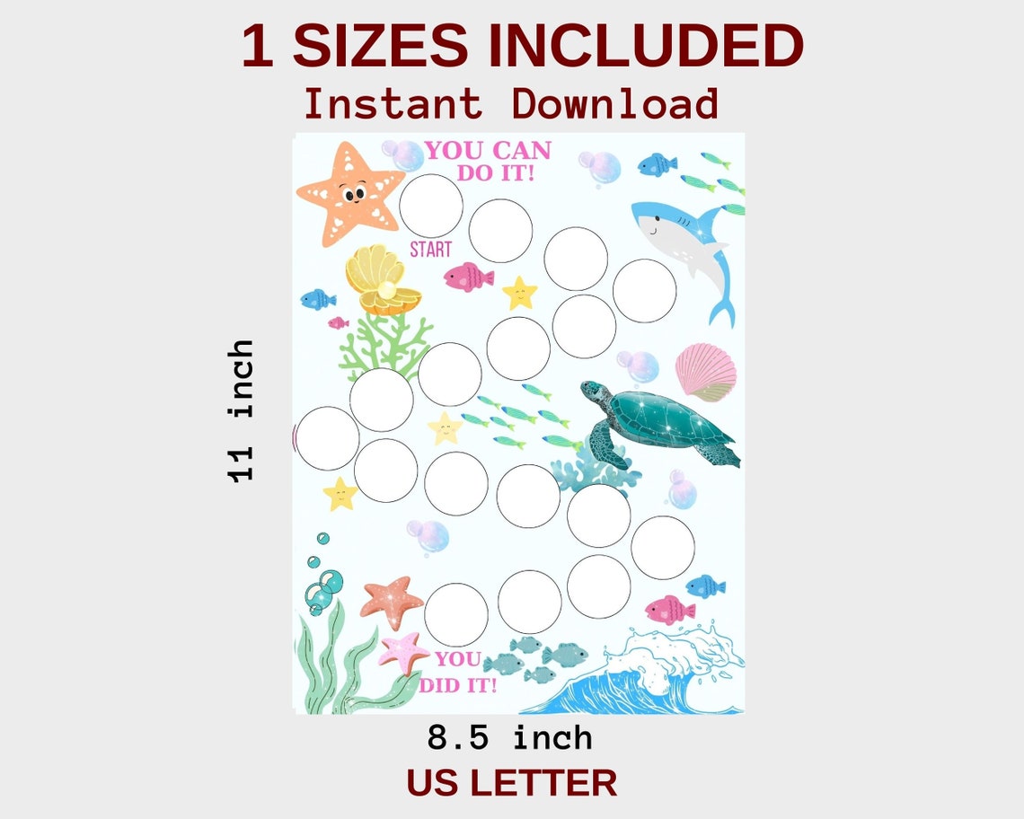 Printable Kids Reward Chart Ocean Reward Chart Under the Sea Behavior ...