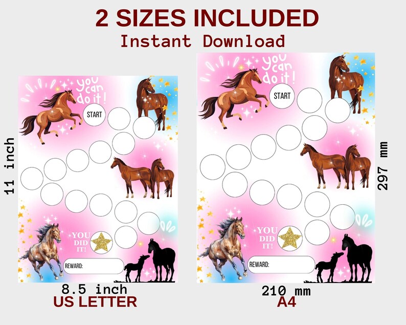 Pink Horse Reward Chart for Girls – Pony Themed Chore Chart – Printable ...