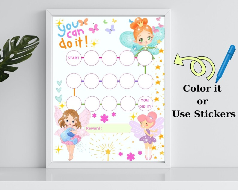 Fairy Reward Chart Princess Reward Chart Sleeping Chart Potty Training ...
