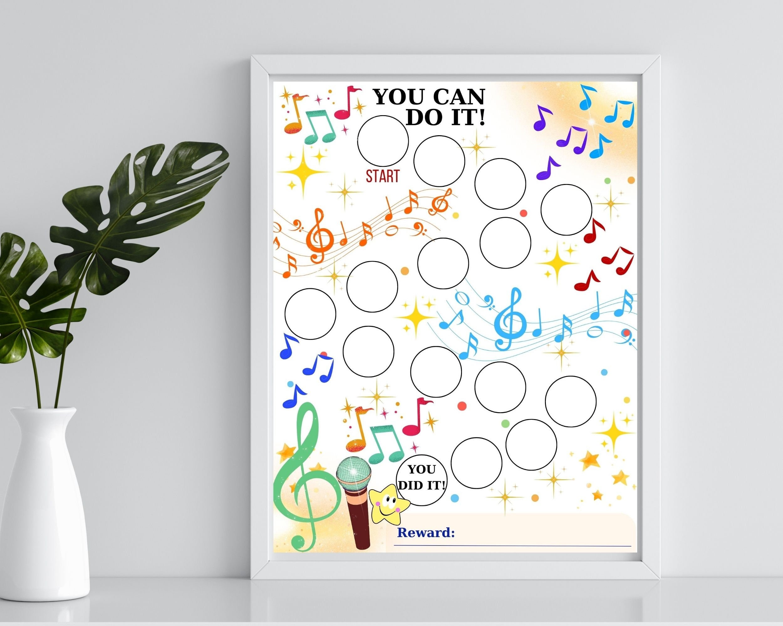 Printable Music Reward Chart Goal Tracker Music Practice Chart Sleeping ...