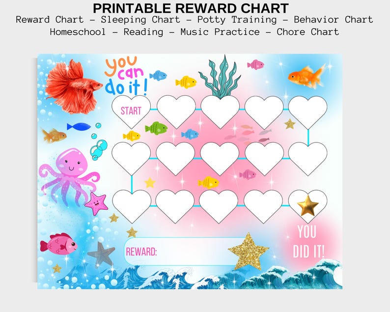 Ocean Reward Chart - Fish Sticker Chart - Under the Sea Behavior Chart ...