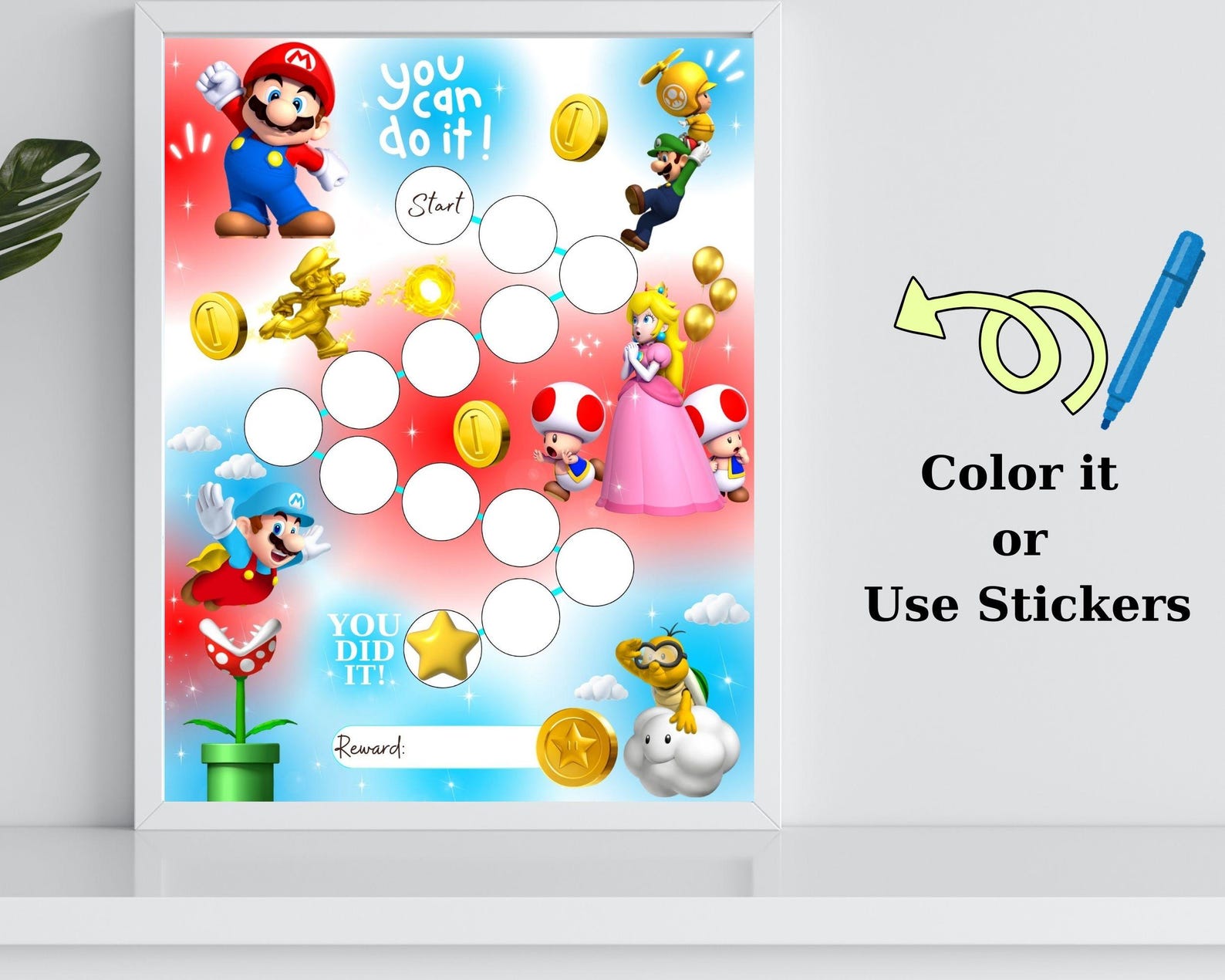 Reward Chart for Kids - Super Mario Bros Reward Chart - Potty Training ...