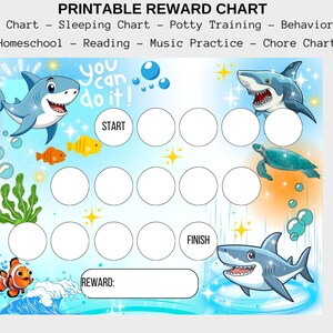 Shark Reward Chart for Kids – Printable Behavior & Potty Training ...