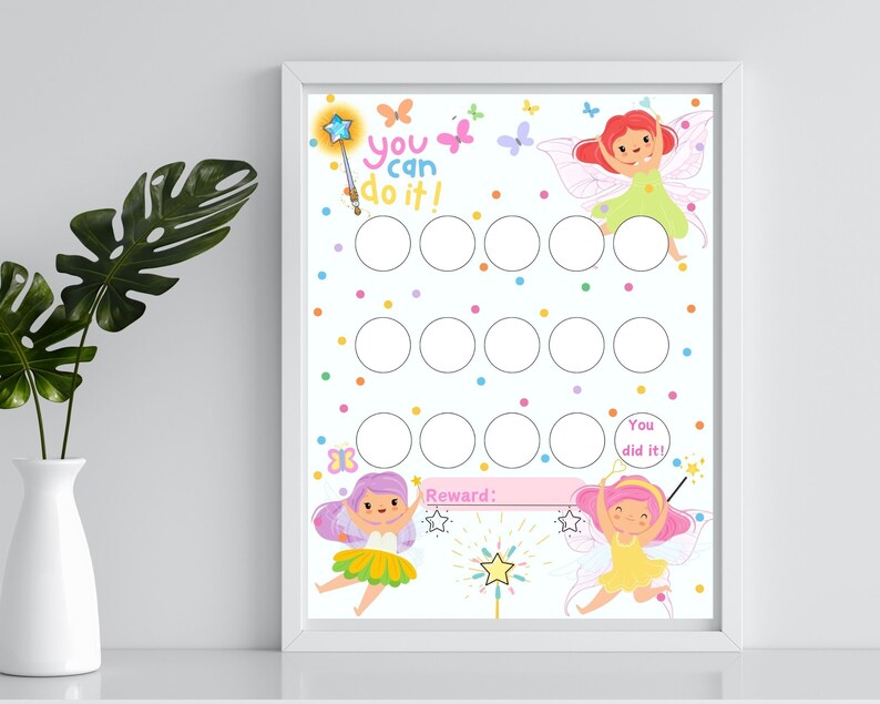 Fairy Reward Chart Girls Behavior Chart Kids Girls Chore Chart Sleeping ...