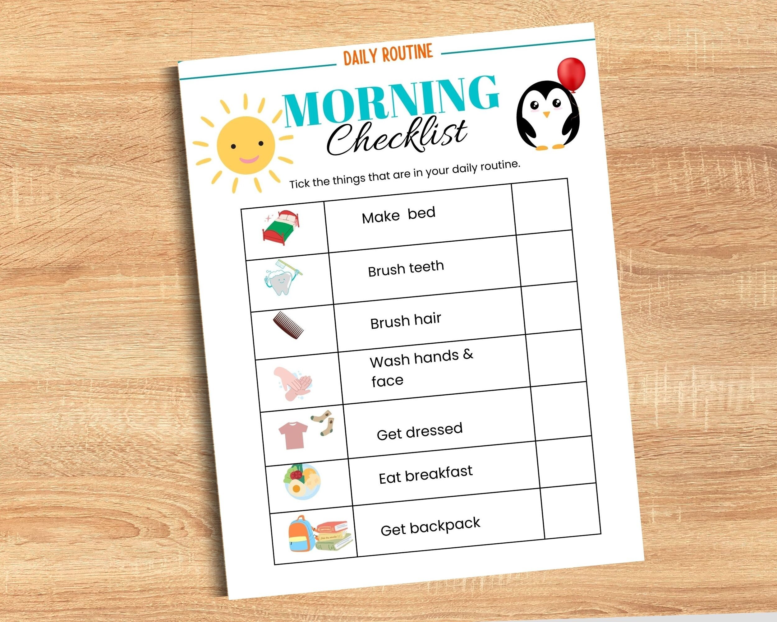 Kids Daily Checklist Printable Kids Daily Routine Morning Routine for ...