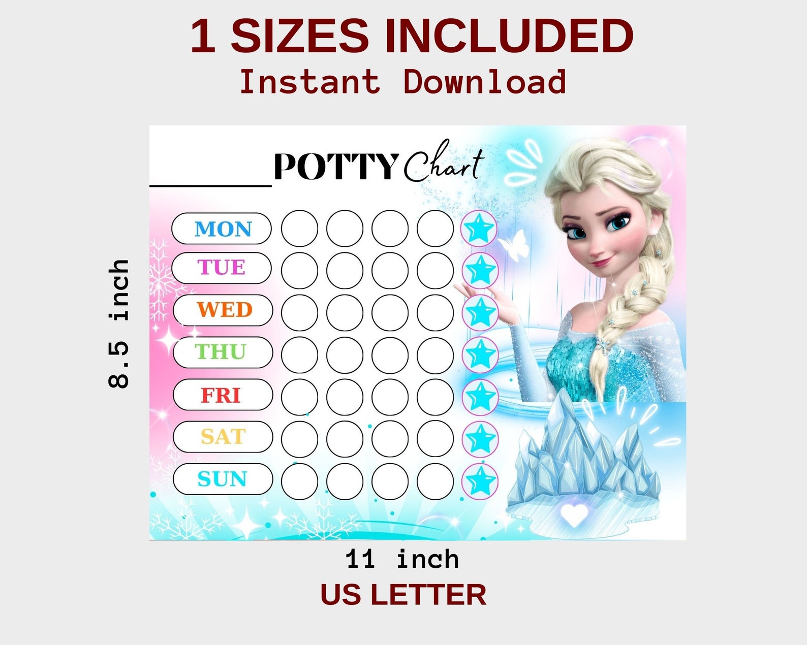Frozen Potty Training Chart Elsa Potty Chart Toilet Training Sticker ...