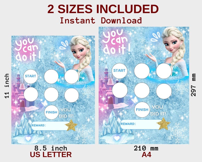 Elsa Frozen Reward Chart – 7-day Printable Chore, Potty Training ...